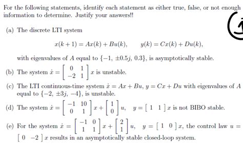 Solved For The Following Statements Identify Each Statement Chegg