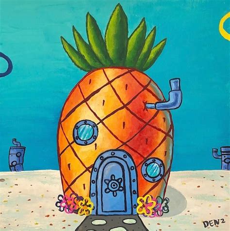 Spongebob Ananas Pittura Acrilica Etsy Italia Spongebob Spongebob Squarepants House