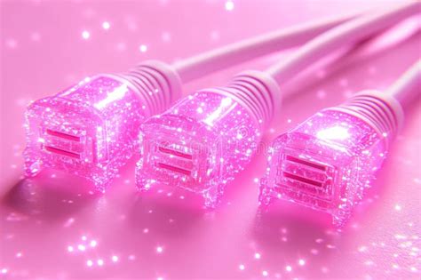 Glowing Pink Ethernet Cables Symbolizing Fast Data Transmission Secure Connectivity And Advanced