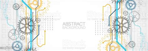 추상 기술 톱니 바퀴 개념 회로 기판 높은 컴퓨터 색상 배경 템플릿 비즈니스 기술 프리젠 테이션 콘텐츠 웹을위한 공간이있는 벡터
