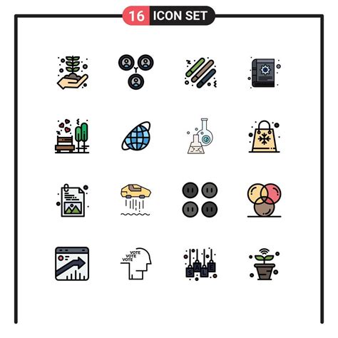 Pack Of 16 Creative Flat Color Filled Lines Of Bench Love Night Notes Content Editable Creative