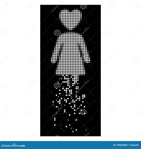 Bright Dissolving Pixel Halftone Mistress Icon Stock Vector