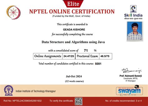 Kishore Geada On Linkedin Datastructures Algorithms Java Nptel