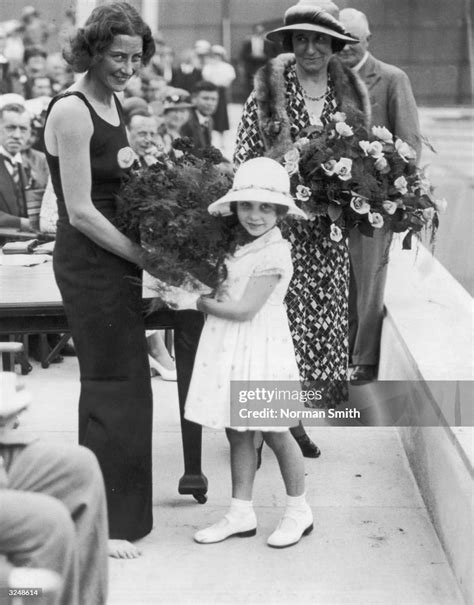English Swimming Champion And Olympic Medallist Joyce Cooper Receives