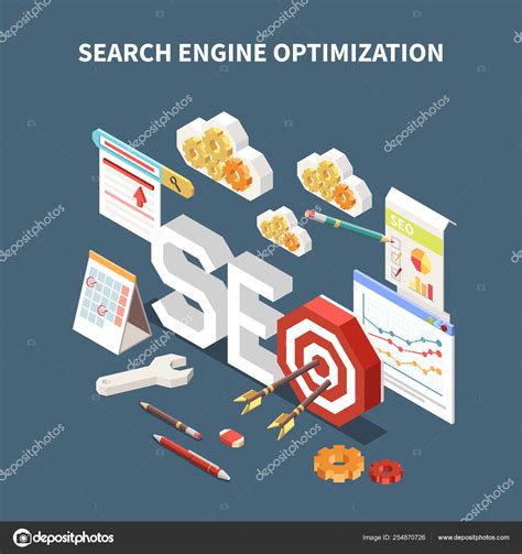 Isometric Isolated Web Seo Composition Stock Vector By ©macrovector 254870726
