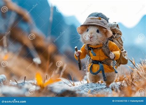 Rat Wearing Backpack And Hiking Gear Generative Ai Stock Image Image