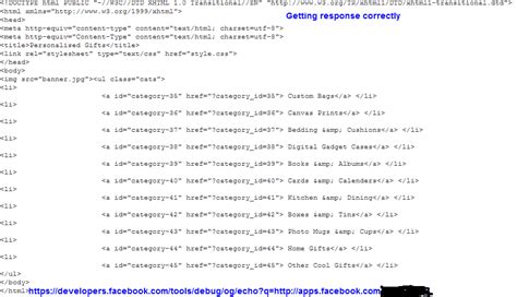 Php Content Not Displayed In Facebook App Stack Overflow