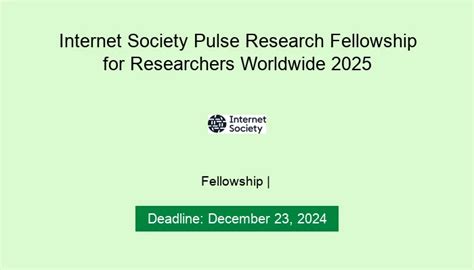 Internet Society Pulse Research Fellowship For Researchers Worldwide 2025 Scholarshipset