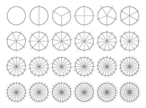 Premium Vector Circles Divided Into Parts From 1 To 24 Outline Round