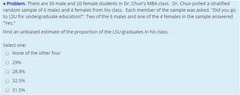 Solved Problem There Are 30 Male And 20 Female Babes In Chegg Com