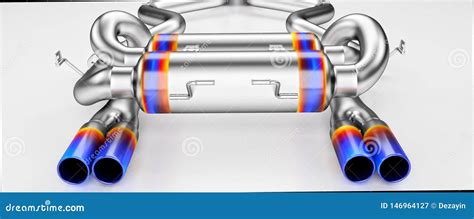 Tuning Exhaust System For A Sports Car Car Muffler Exhaust Silencer Royalty Free Stock