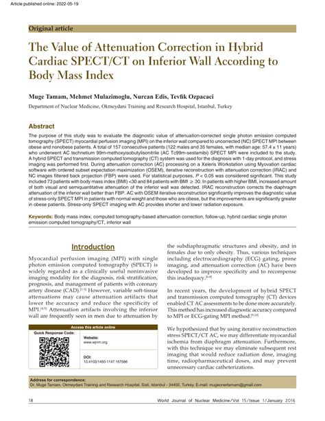 Pdf The Value Of Attenuation Correction In Hybrid Cardiac Spectct On Inferior Wall According
