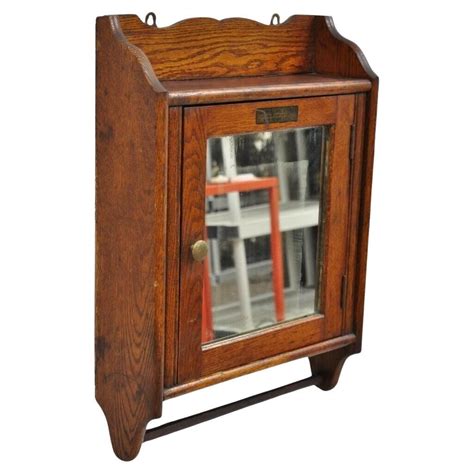 Antique Champion Towel Supply Oak Wood Bathroom Mirror Vanity Medicine