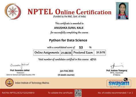 Anushka Kale On Linkedin Nptel Pythonfordatascience