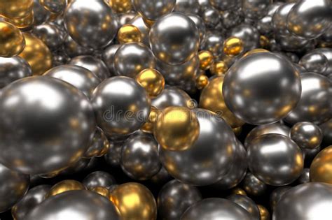 Metallic Spheres Cluster In Futuristic Abstract Design Stock Illustration Illustration Of Gold