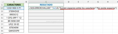 Como Identificar Si Existen Espacios Entre Caracteres En Excel Ninja Del Excel