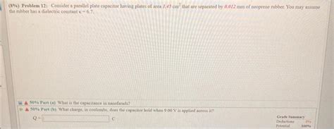Solved 8 Problem 12 Consider A Parallel Plate Capacitor