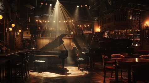 The Image Is A Dark And Moody Jazz Club There Is A Single Spotlight On