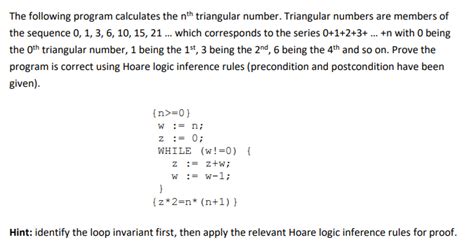 Solved The Following Program Calculates The Nth Triangular