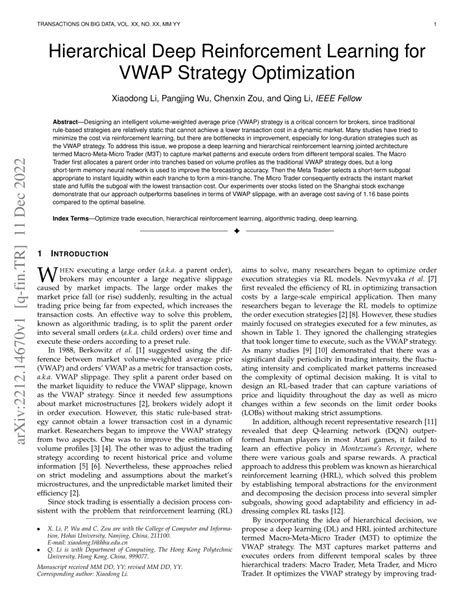 pdf hierarchical deep reinforcement learning for vwap strategy