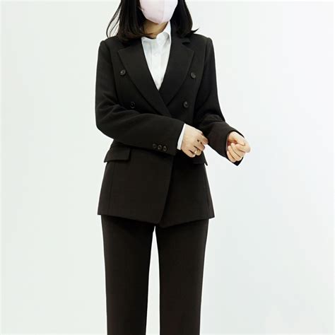 베이직 여성정장자켓 테일러드 스판 더블 재킷 유니폼 오피스룩 스타일라떼