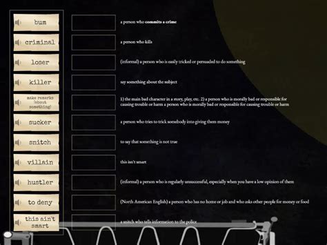 Britney Spears Criminal Vocabulary Match Up