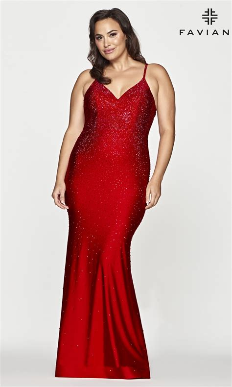 Faviana Plus Size Beaded Long Formal Gown Promgirl
