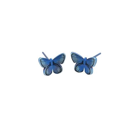 Ti2 Titanium Blue Butterfly Small Stud Earrings Forum Jewellers