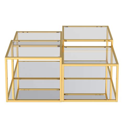 Casini 4pc Multi Tier Coffee Table Set In Gold