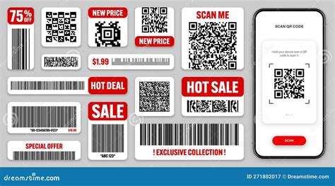 Set Of Product Barcodes And Qr Codes Identification Tracking Code