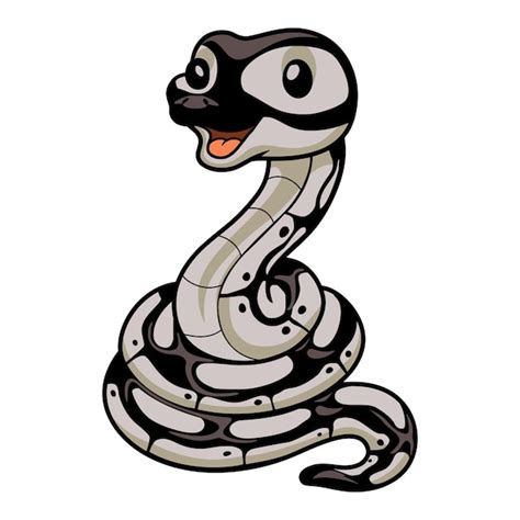 Dessin Animé Mignon Serpent Python Heureux Vecteur Premium
