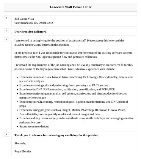 Associate Staff Cover Letter Velvet Jobs