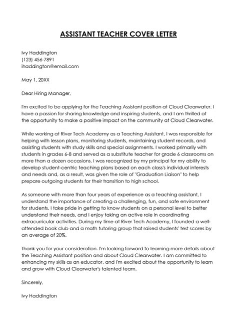17 Teaching Cover Letter Templates Examples