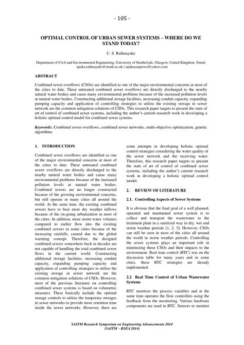Pdf Optimal Control Of Urban Sewer Systems Where Do We Stand Today
