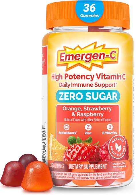Emergen C Zero Sugar Immune Support Adult Gummies 36 Count