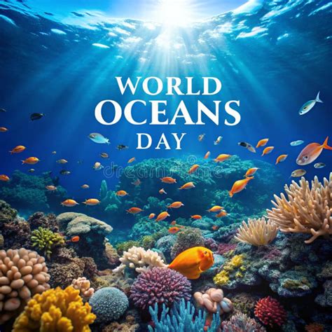 Underwater Coral Reef Teeming Colorful Fish Celebrating World Oceans