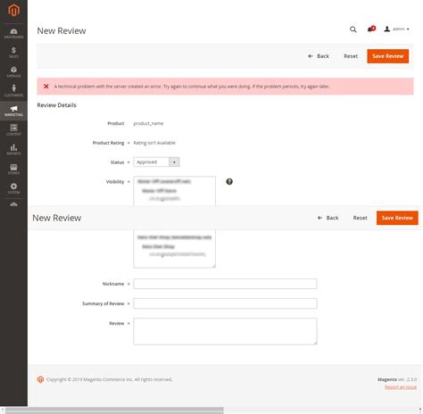Magento23 Magento 230 Admin Reviews Cannot Add Magento Stack