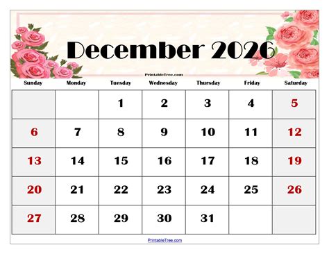 December 2026 Free Printable Calendar Free Printable Templates