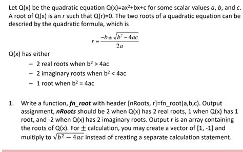 Solved Let Qx Be The Quadratic Equation Qxaxx2bxc For
