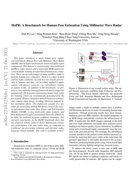 Pdf Hupr A Benchmark For Human Pose Estimation Using Millimeter Wave