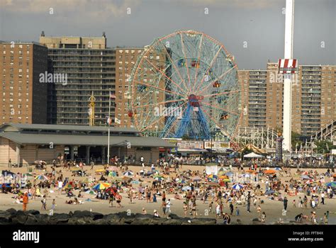 Coney Island Beach Nview Of The Beach Boardwalk Wonder Wheel And