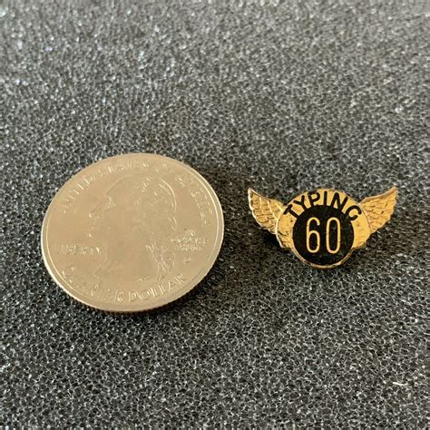 Typing 60 Wpm Words Per Minute Accuracy Award Wings Pin Pinback 39494