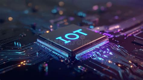 The Iot Microchip Glows With Modern Technological Innovation And