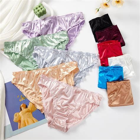 Synzerm 10 Pack Women Satin Panties Low Waist Milk Silk Comfortable Bikini Briefs Ladies Elastic