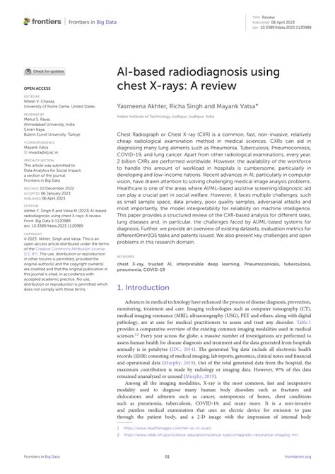 PDF AI Based Radiodiagnosis Using Chest X Rays A Review