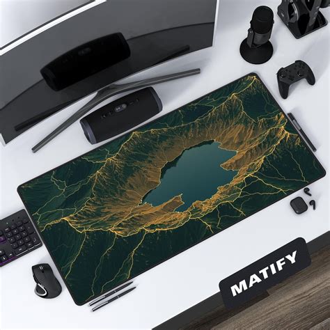 Kintsugi Desk Mat Topographical Map Style Large Gaming Mousepad With