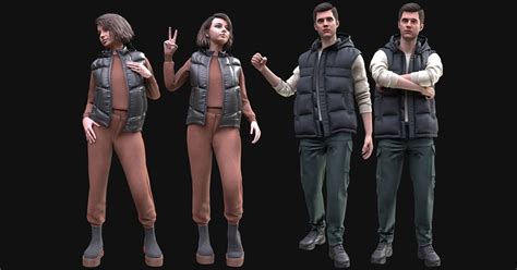 Collection 7 Manwoman Autumn Outfits Rigged 3d Characters