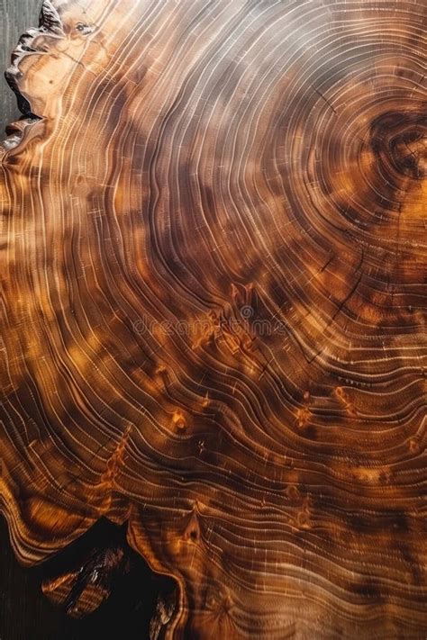 Polished Cross Section Of Tree Trunk With Intricate Growth Rings