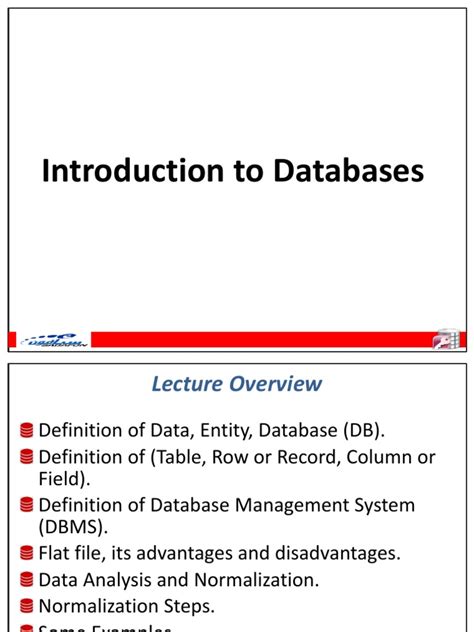 Lecture 1 Introduction To Database Pdf Databases Table Database