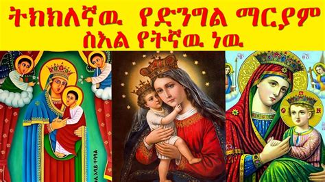 ትክክለኛዉ የድንግል ማርያም ስእል የትኛዉ ነዉ Youtube